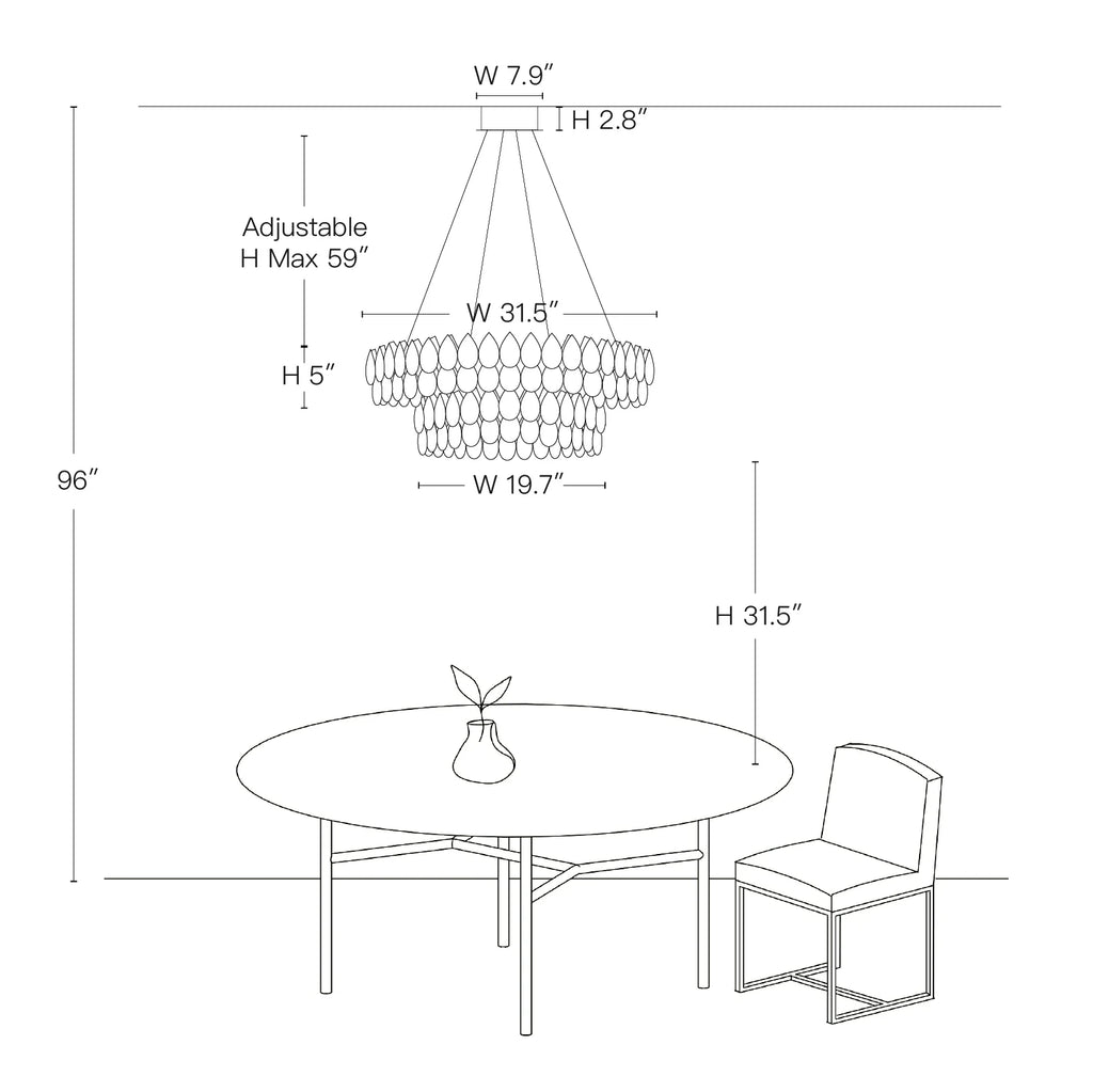 Crystal Dual Tier Water Drop Chandelier for Dining Room & Kitchen ...