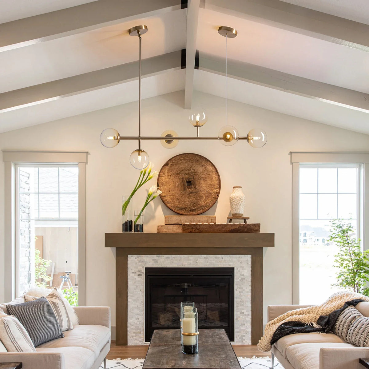 Gradient Glass Globe Gold Chandelier for Dining Room & Kitchen Island ...