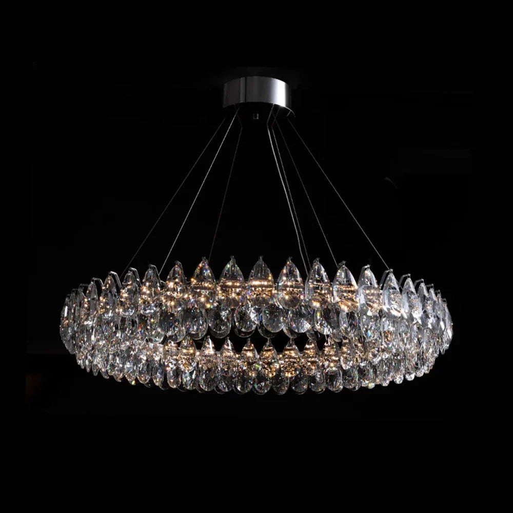 Luxury Water Drop Round Crystal Chandelier for Dining Room & Kitchen ...