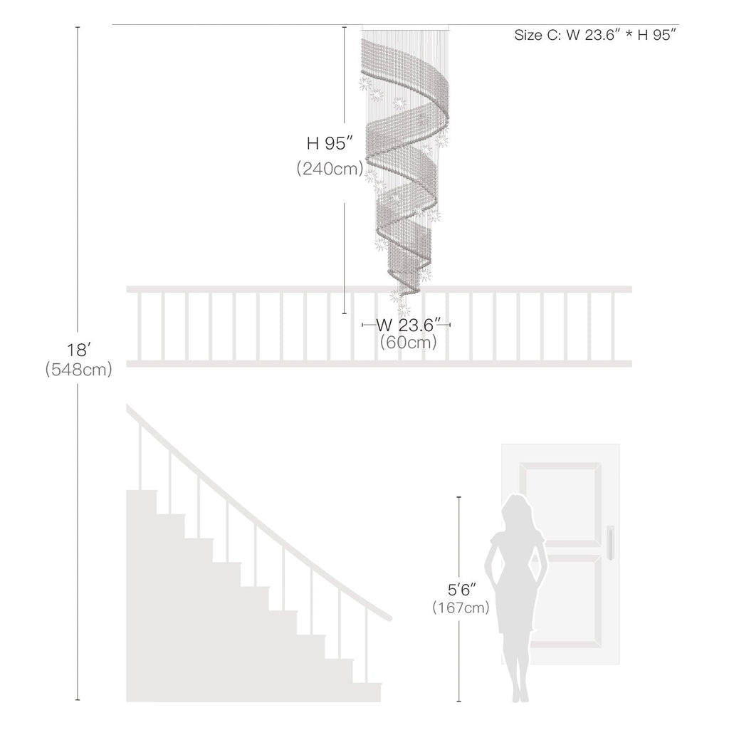 Spiral Meteor Shower Crystal Raindrop Chandelier for Staircase | Sofary ...