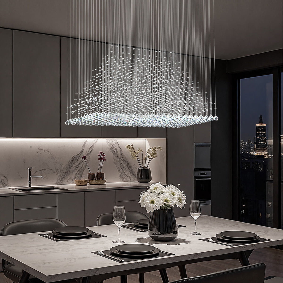 Modern Crystal Raindrop pyramid Ceiling Lights for Dining Room | Sofary ...