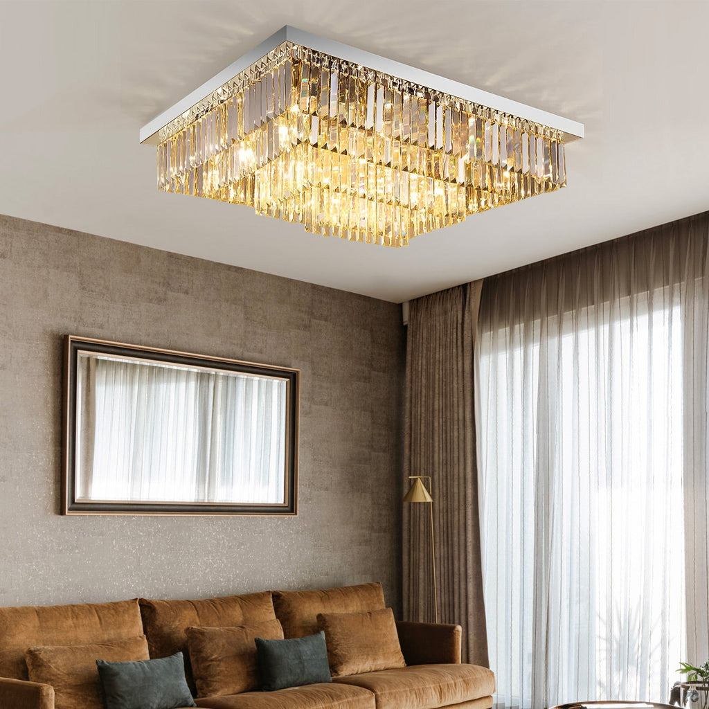 Modern Vertical Bar Rectangular Crystal Chandelier - Four Layers ...