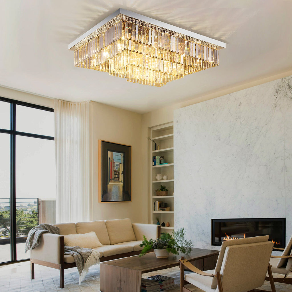 Modern Vertical Bar Rectangular Crystal Chandelier - Four Layers ...