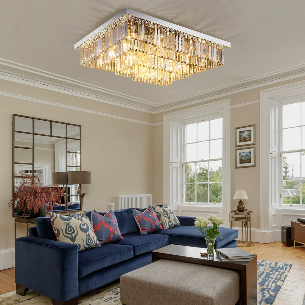 Modern Vertical Bar Rectangular Crystal Chandelier - Four Layers ...