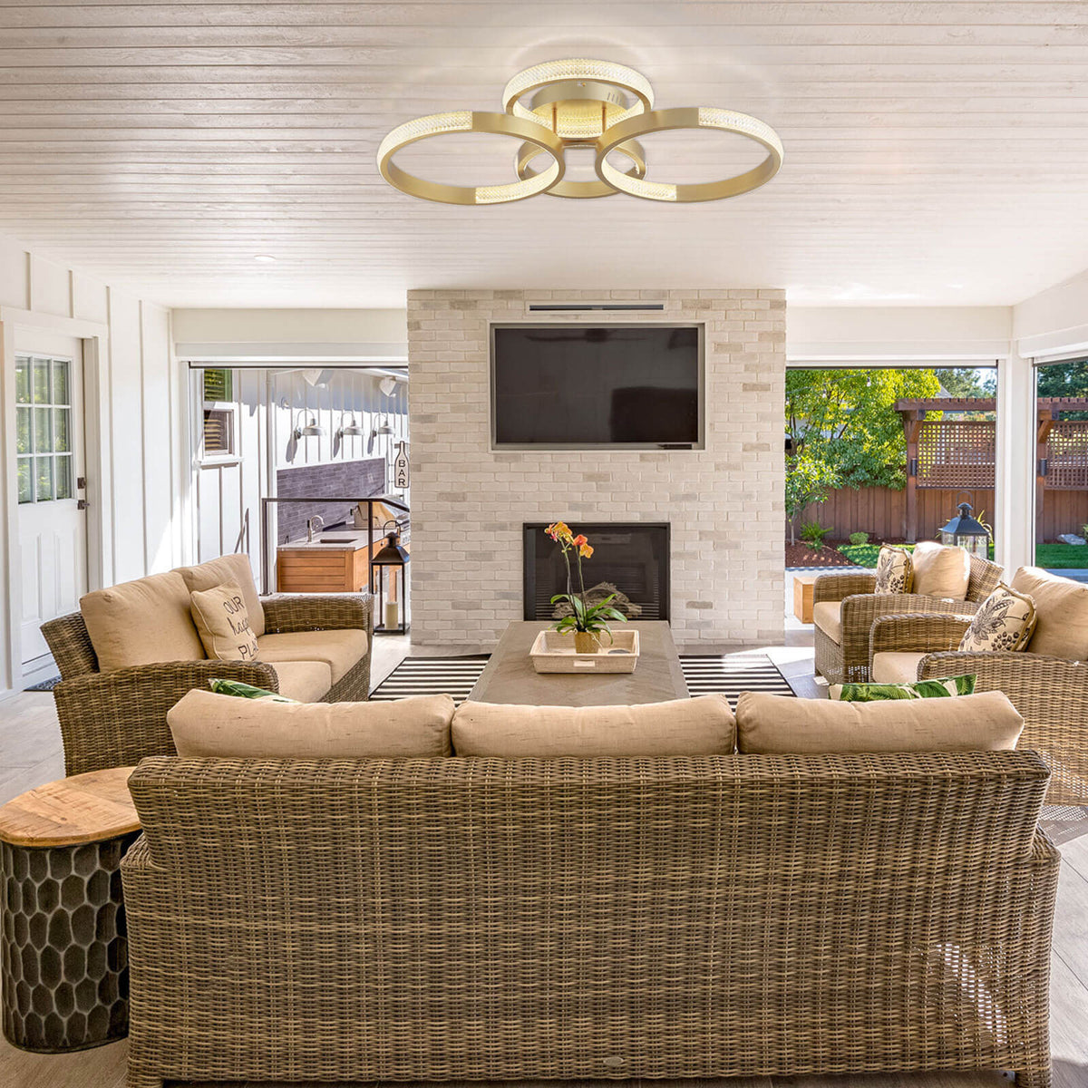 Gold Multi Rings Flush Mount Ceiling Light